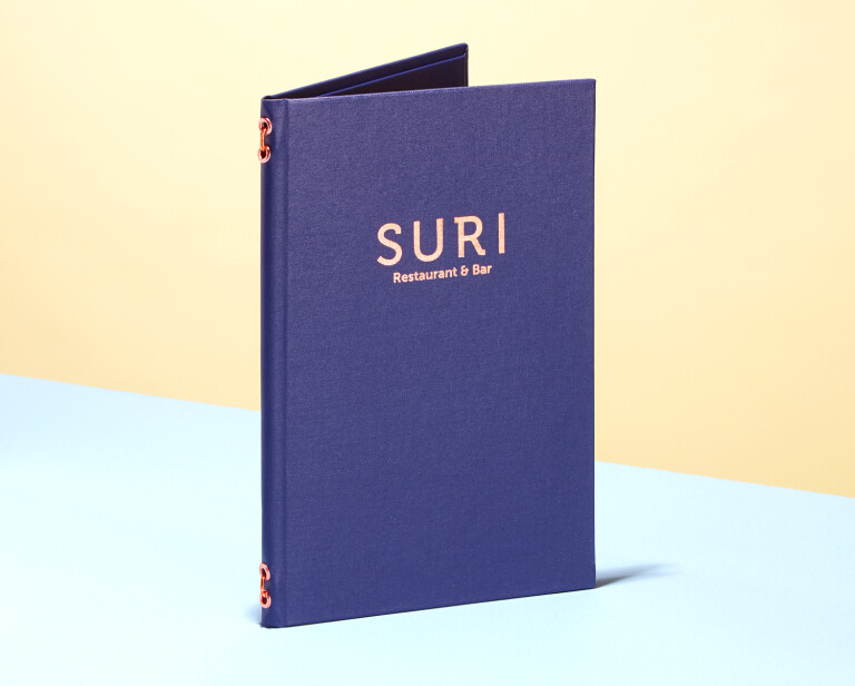 Suri Luxury Bespoke Creative Menu Cover Elastic Cord Book Cloth Copper ...
